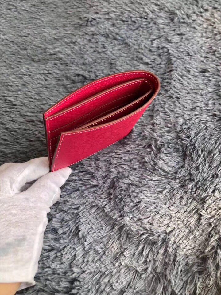 AAA Hermes Rose Red MC2 Copernic Compact Wallet QY01337 | Hermes Wallets