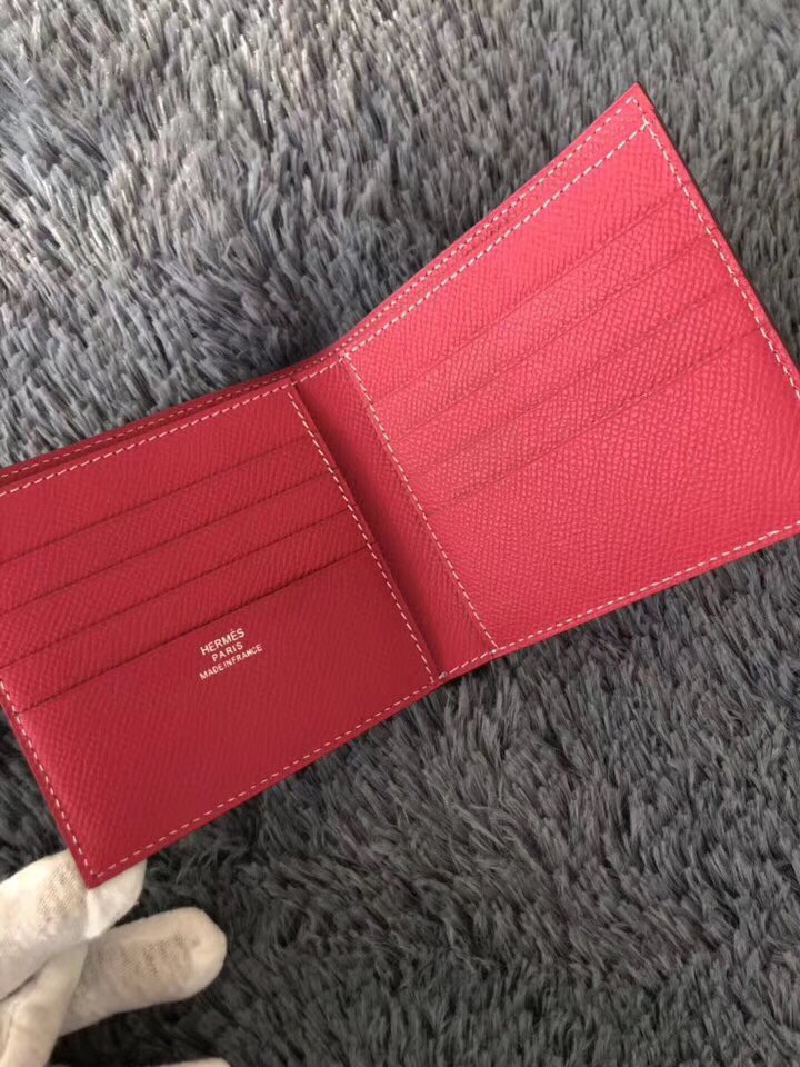 AAA Hermes Rose Red MC2 Copernic Compact Wallet QY01337 | Hermes Wallets