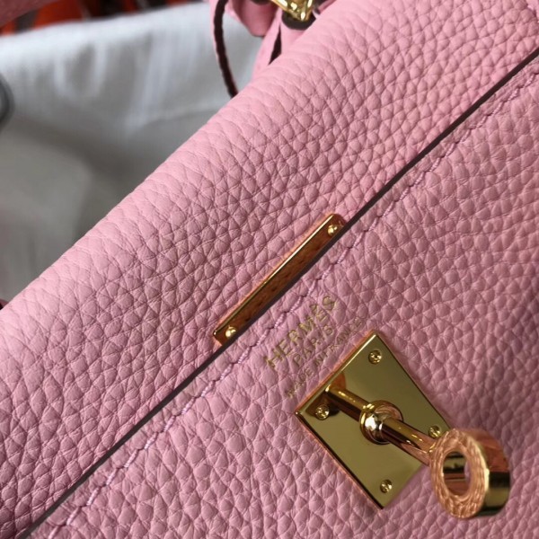 Fake Hermes Mini Kelly 20cm Handbag In Pink Clemence Leather QY01498 ...