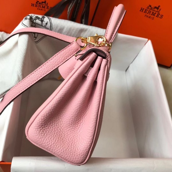 Fake Hermes Mini Kelly 20cm Handbag In Pink Clemence Leather QY01498 ...