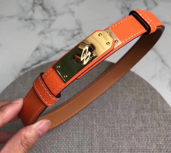 Hermes Kelly Belt In Orange Epsom Leather QY01009 | Hermes Belts