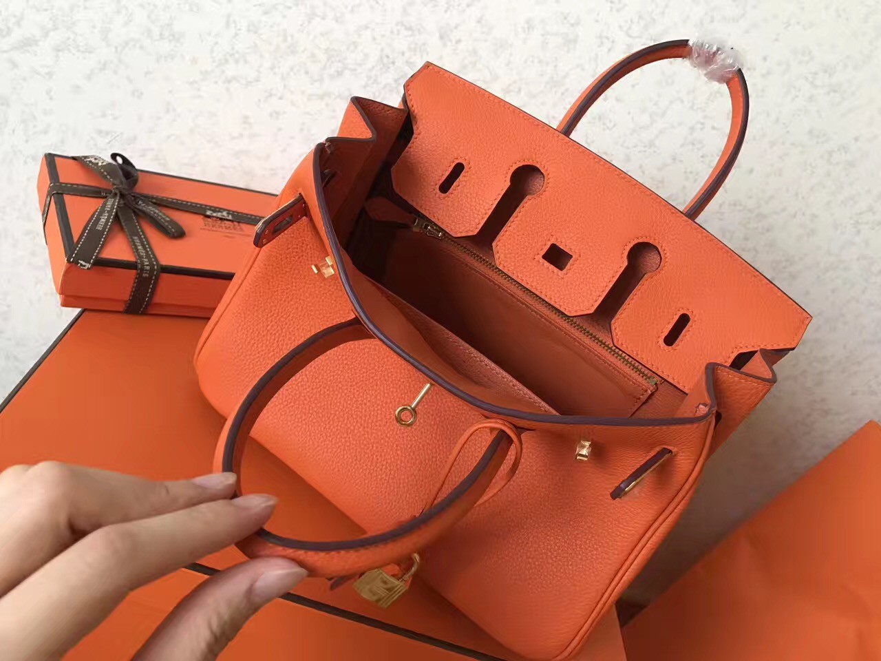 Hermes Orange Clemence Birkin 25cm Handmade Bag QY01662 | Hermes Birkin ...