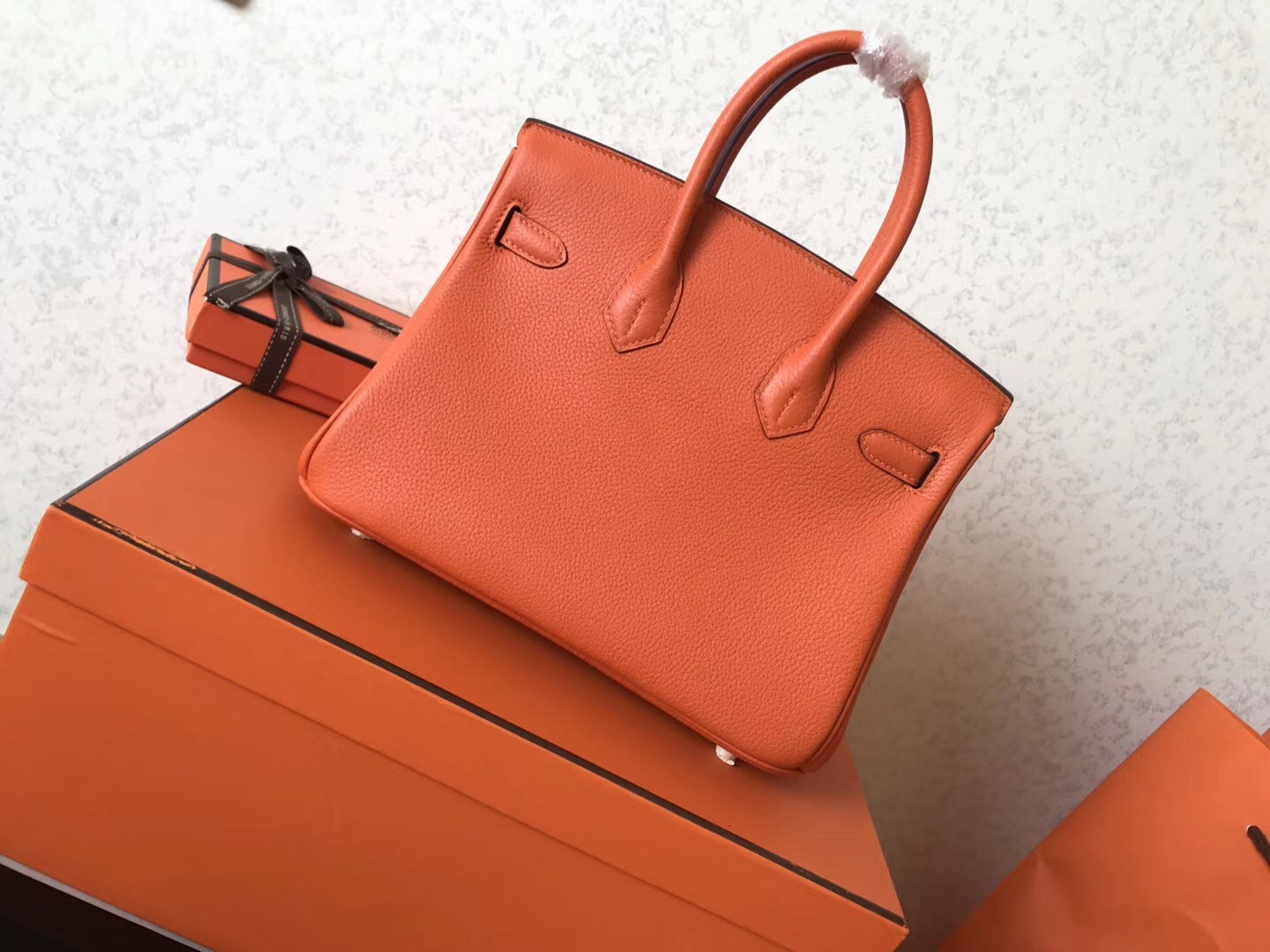 Hermes Orange Clemence Birkin 25cm Handmade Bag QY01662 | Hermes Birkin ...