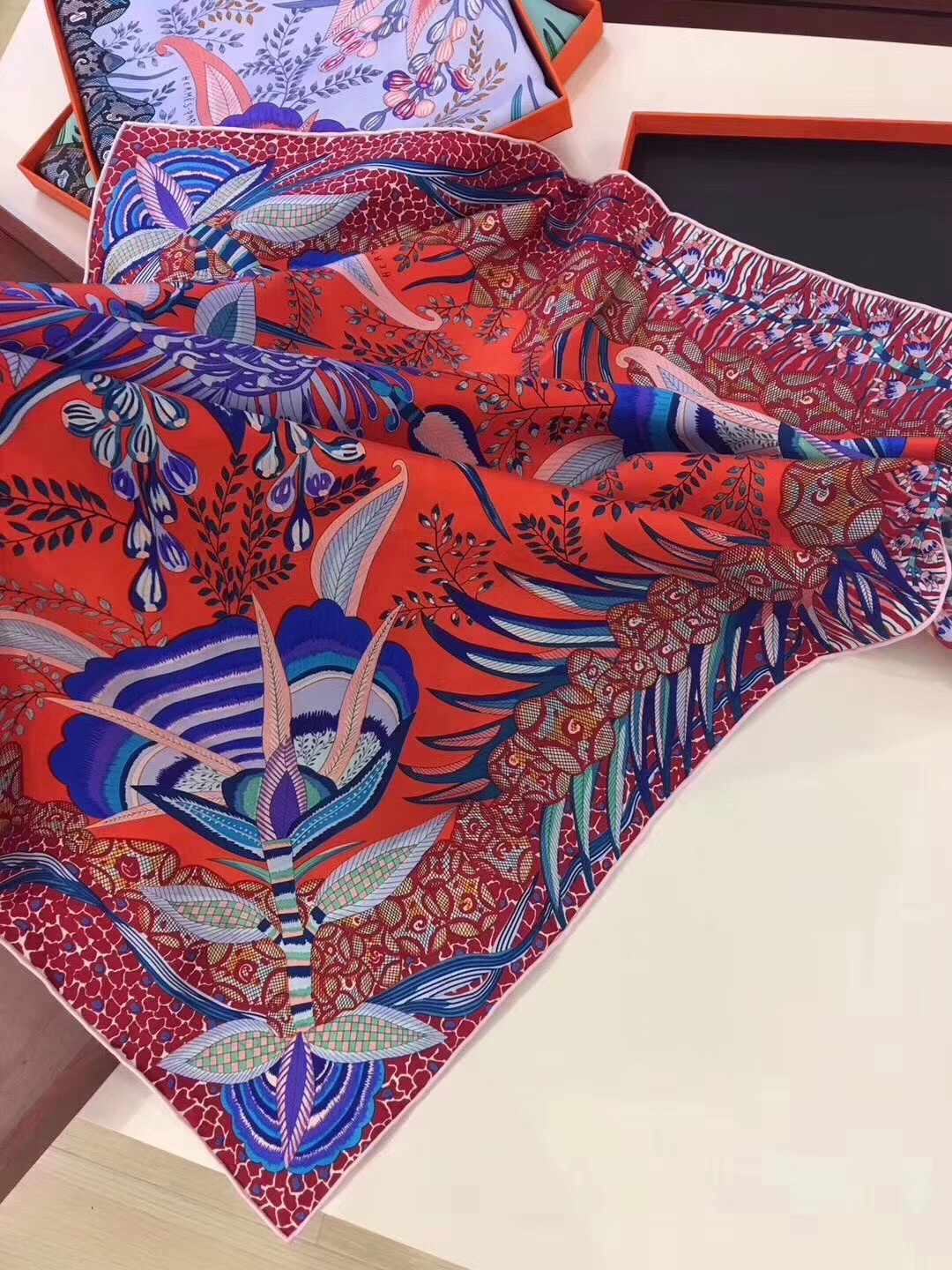 Hermes Orange Flowers of South Africa Silk Scarf QY01557 | Hermes Scarves