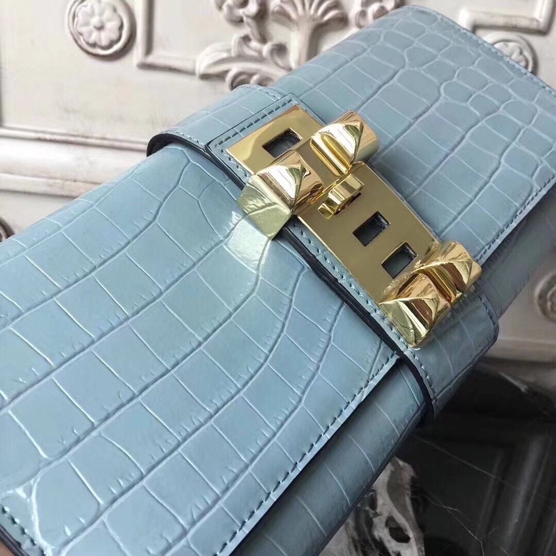 Hot Hermes Medor Clutch Bag In Ciel Crocodile Leather QY02322 | Hermes ...