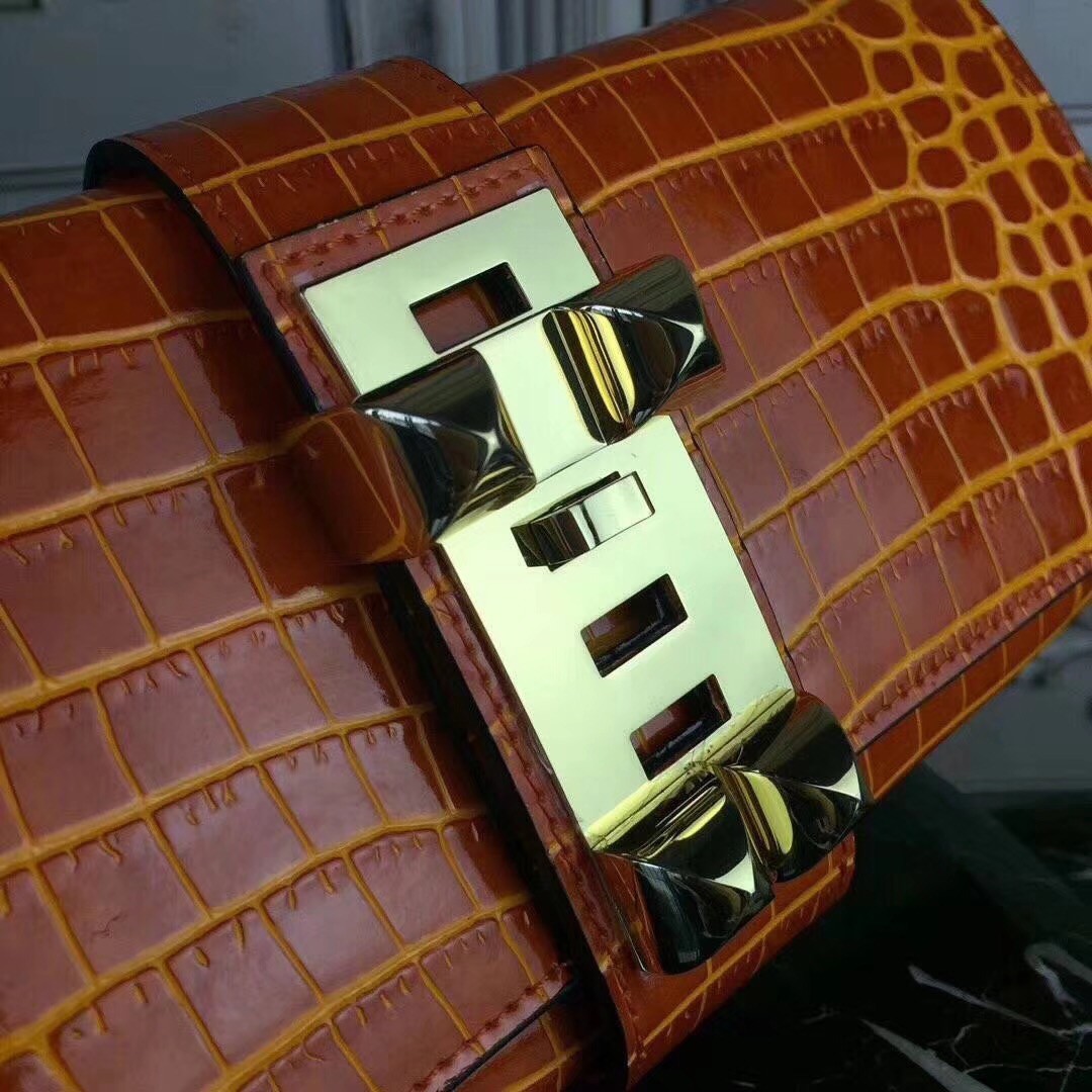 Knockoff Hermes Medor Clutch Bag In Orange Crocodile Leather QY00335 ...