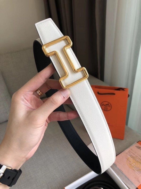 Knockoff Hermes Tonight 38MM Reversible Belt In Black/White Epsom ...