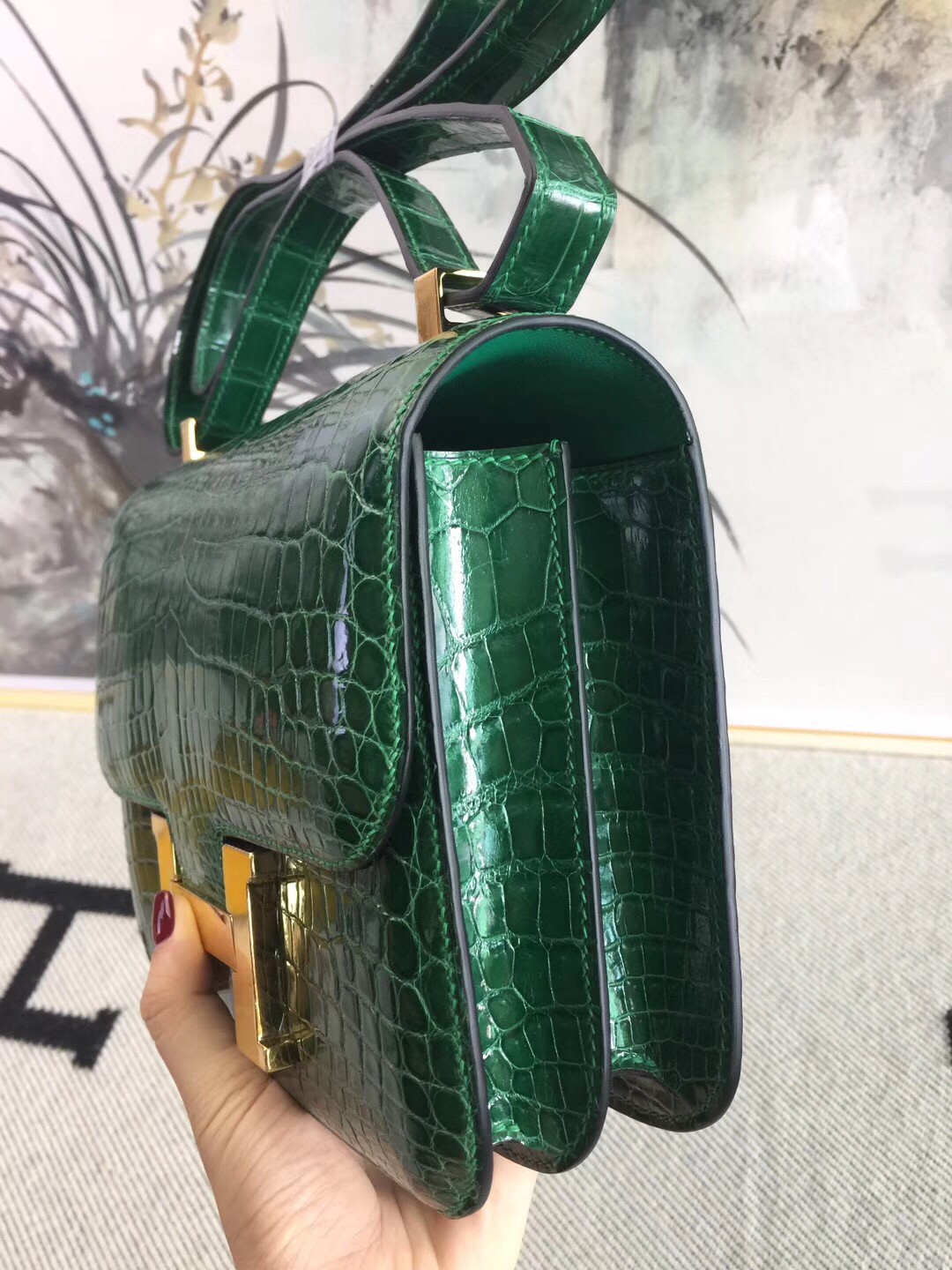 Replica Hermes Constance 24cm Green Porosus Crocodile QY02377 | Hermes ...